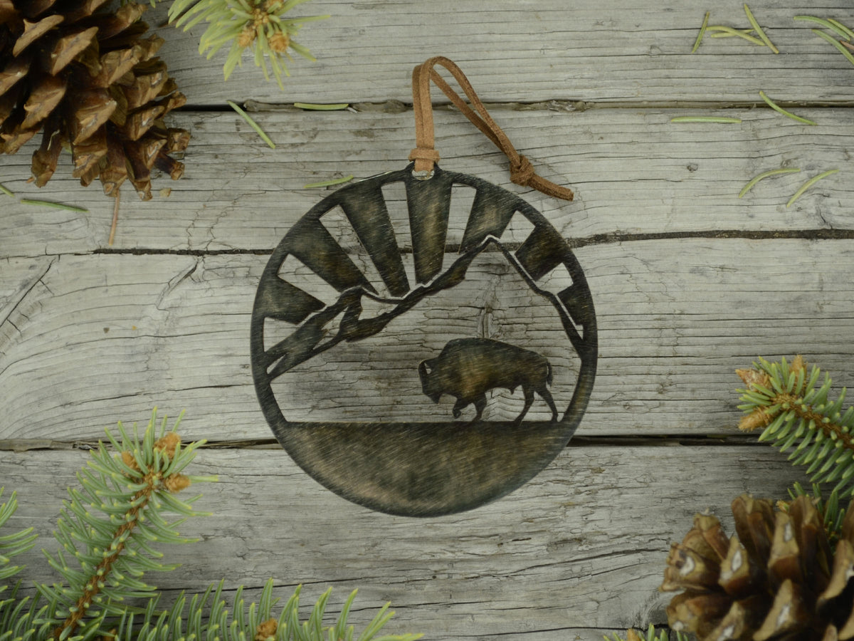 Bison Mountain Ornament | Blue Moose Metals