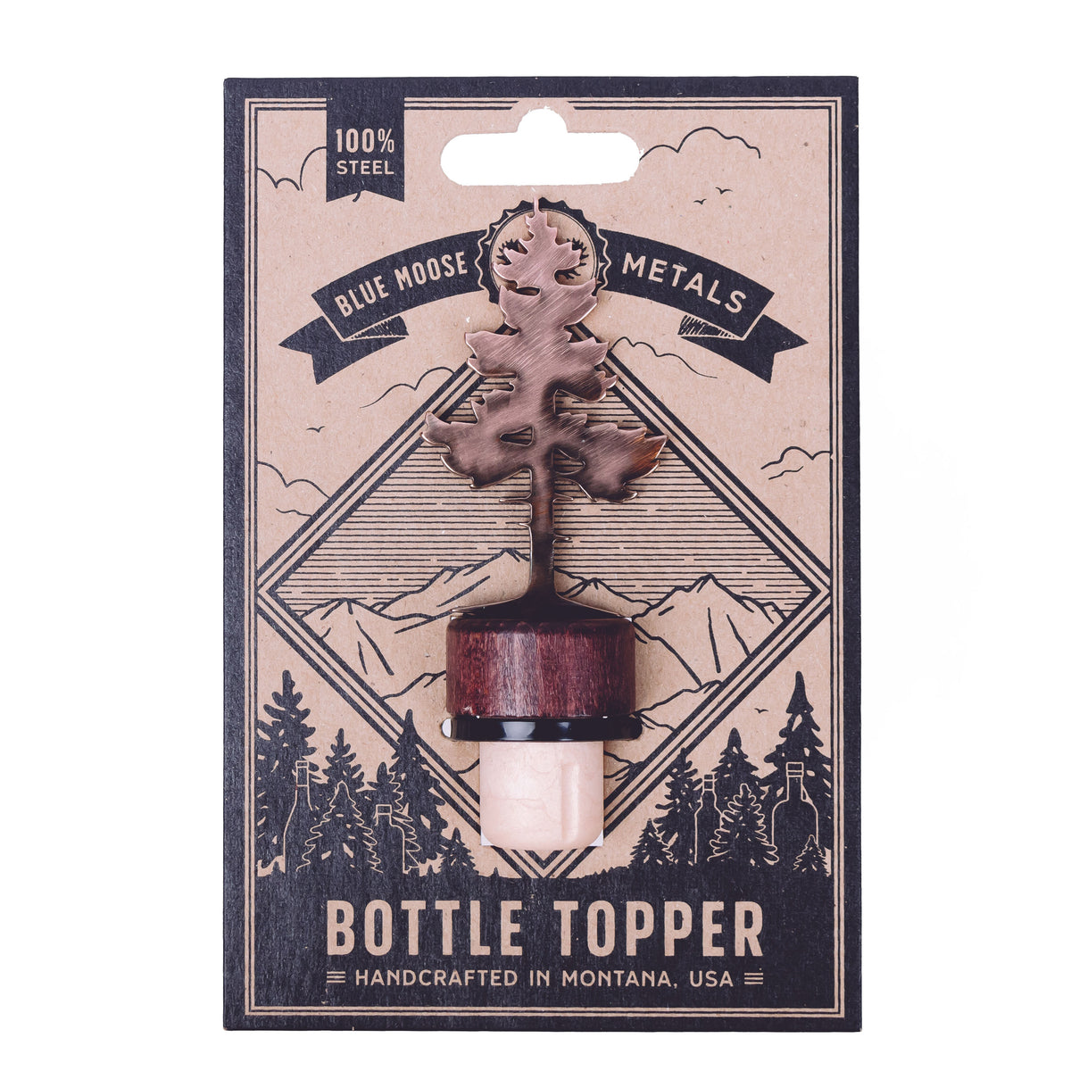 Pine Tree Wine Bottle Stopper - Made in Montana | Blue Moose Metals