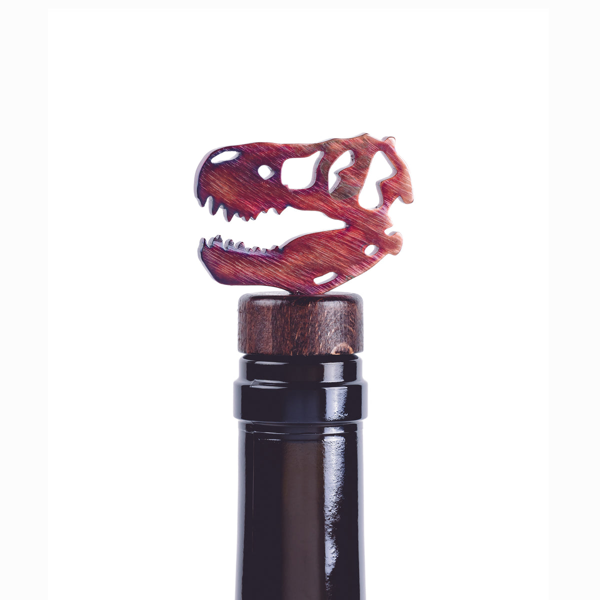 T-Rex Glass Wine Bottle Cork Stopper | Blue Moose Metals
